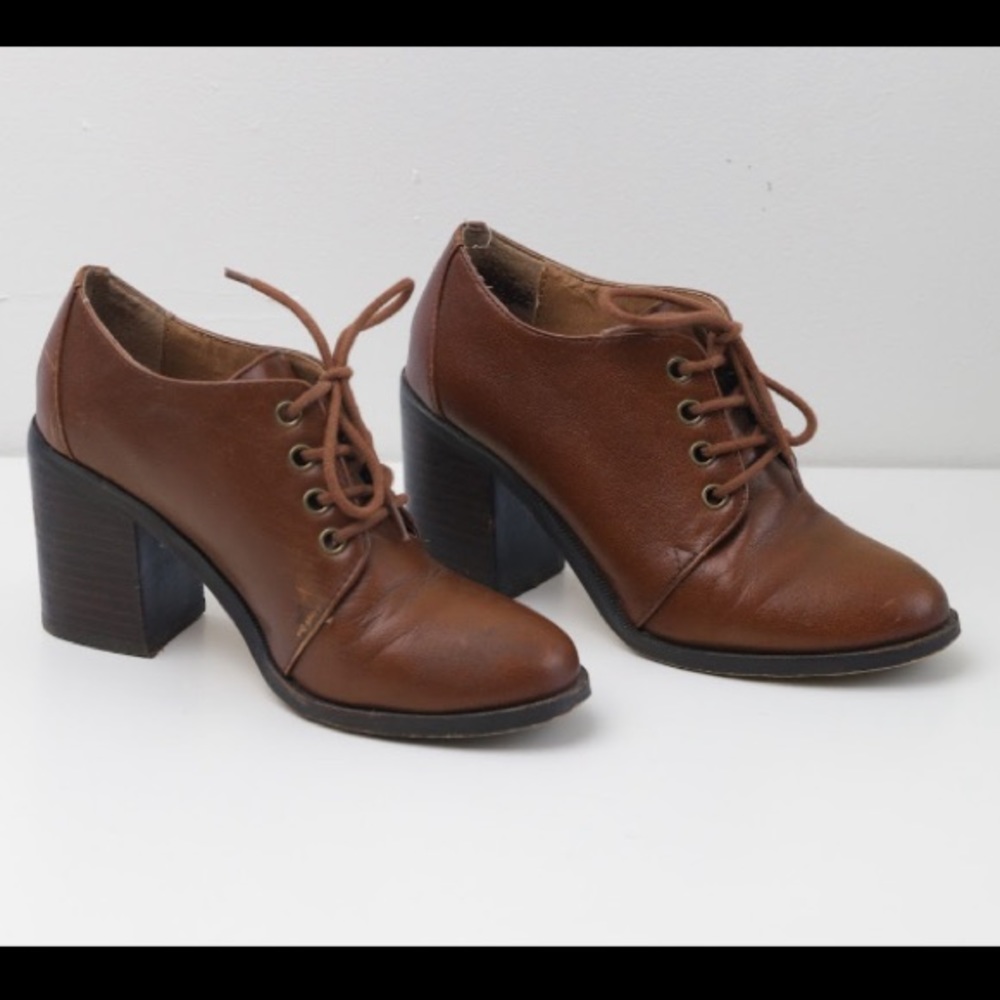 Steve Madden Cognac Platform Laceup Oxford Booties - Gem